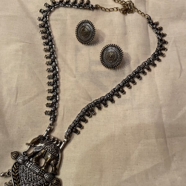 Designer Bridal Long Rani Haar Necklace Set White Pearls Earrings Gold ...