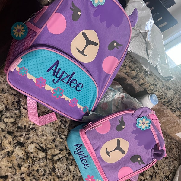 Personalized Llama Backpack and Lunchbox Set, Stephen Joseph Sidekick ...