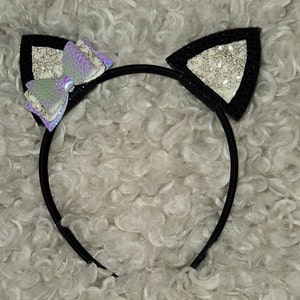 Cat Ears Bow SVG Cat Ears Hairclip Headband Template Halloween Black ...