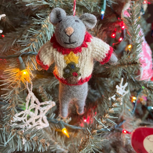 Ugly Sweater Mouse Ornaments | Christmas Mouse Felt Ornament | Felted ...