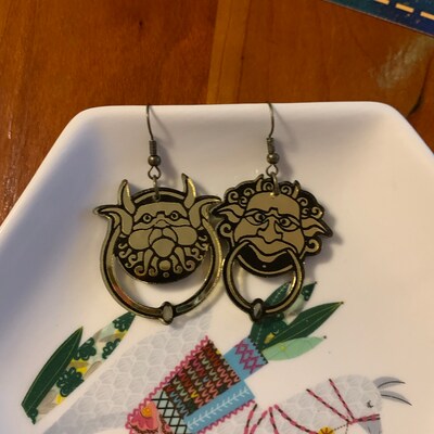 Labyrinth Door Knocker Earrings - Etsy