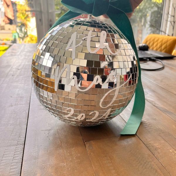 Personalised Disco Ball - Vinyl Lettering - Birthday Disco Ball - Disco ...