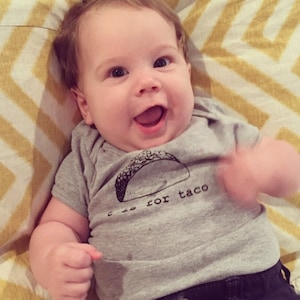 T is for Taco Baby One-piece Bodysuit (heather Gray) - Etsy