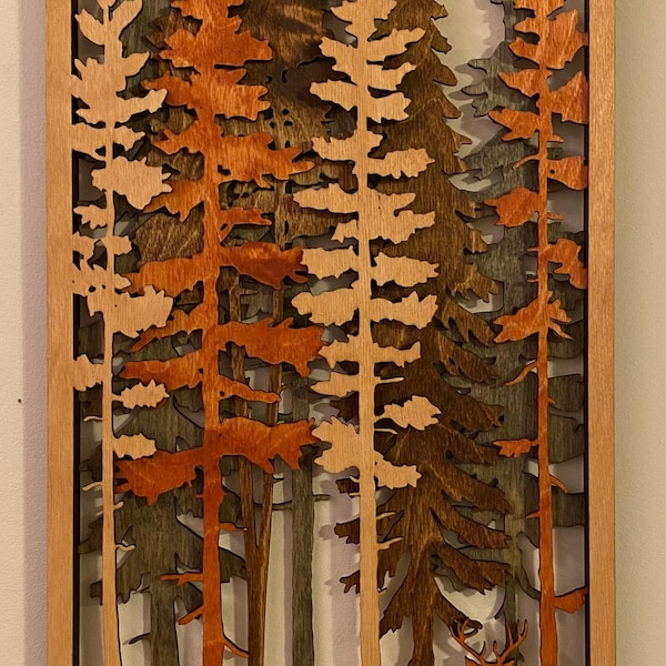 Layered Forest Design for Laser Cutting - 2 Separate Designs 4 Panels ...