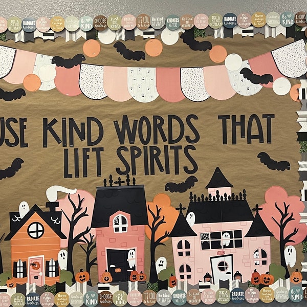 Pastel Haunted Houses Bulletin Board Kit (digital Download) - Etsy