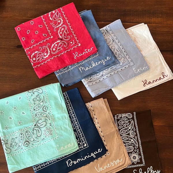Custom Bandana for Wedding Party Embroidered Bandana Bachelorette Party ...