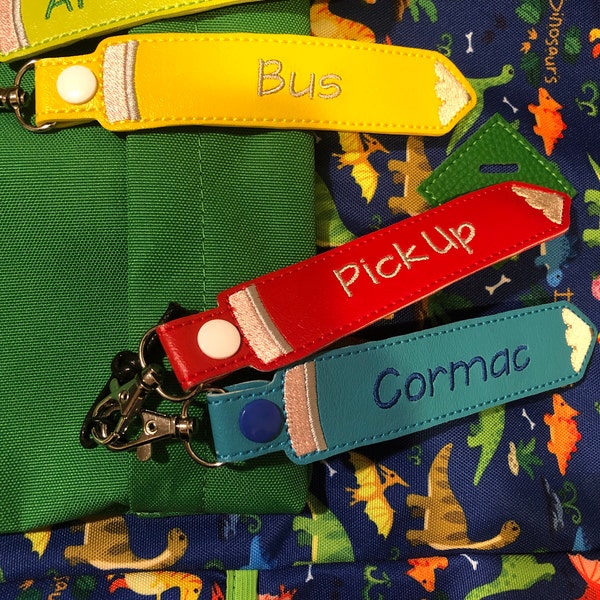 Personalized Name Tag, Personalized Back Pack Name Tag, Pencil Snap Tab ...