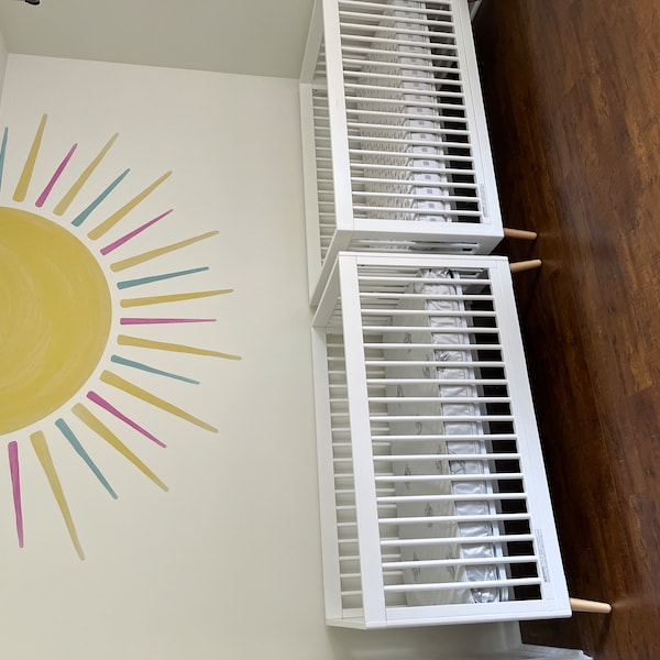 Large Boho Half Sun Watercolor Wall Decal - Nursery Decor, Kids Room ...