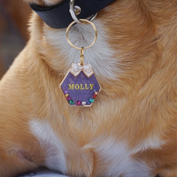 White and Gold Dog Tag | Custom Dog Tag | Personalized Dog Tag ...