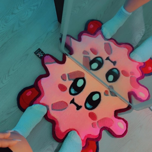 CUTE PINK RUG // Custom Anime Rug // Gamer Rug // Aesthetic Home Decor ...