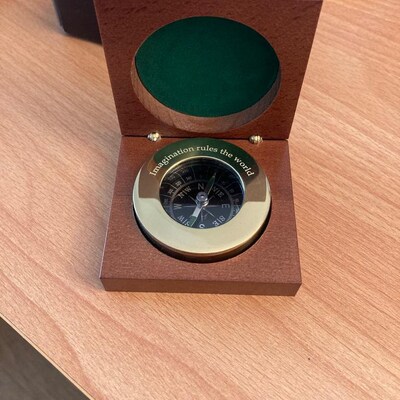 Personalised Compass With Wooden Box, Custom Engraved Compass Gift, UK ...