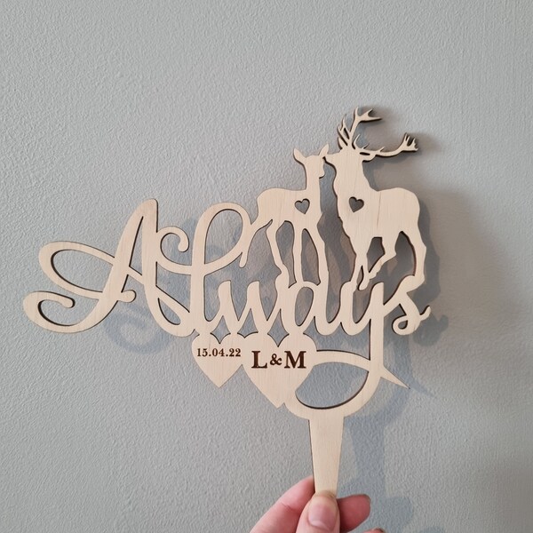 Always Buck and Doe Wedding Cake Topper,deer Wedding Cake Topper,her ...