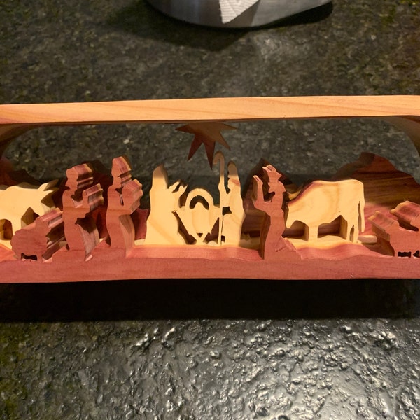 Handmade Cedar Nativity Scene: Small Wooden Manger - Etsy