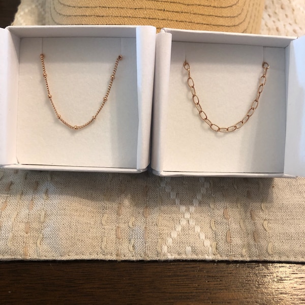 Simple Rose Gold Chain Bracelet, Minimalist Rose Gold Necklace ...