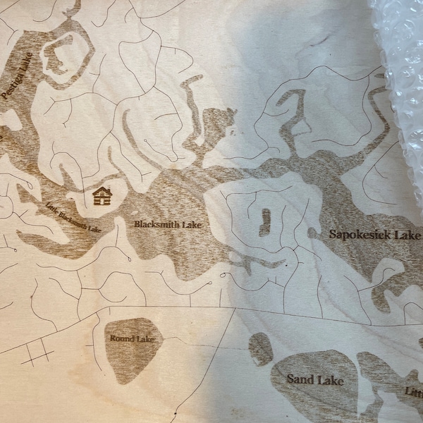 Houghton & Hancock, Michigan Wood Map | Handcrafted Laser-cut Wooden ...