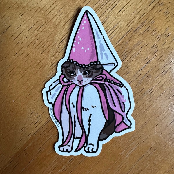 Pink Fairy Princess Sad Cat Meme Sticker – Cat Meme Sticker, Kawaii Cat ...