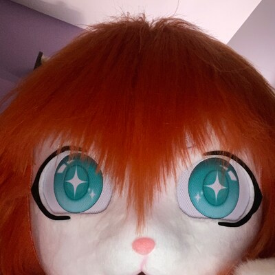 Furryfandomorange Hair Cute Furry Mask , Fursuit Mask Head, Cat Kemono ...