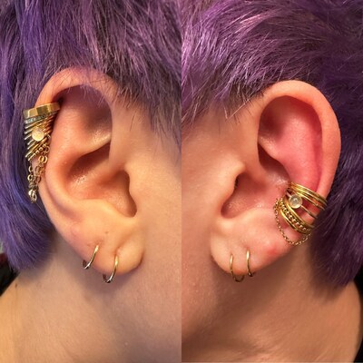 ASTM F136 Hoop With Chain Conch Hoop, Conch Earring, Conch Clicker ...