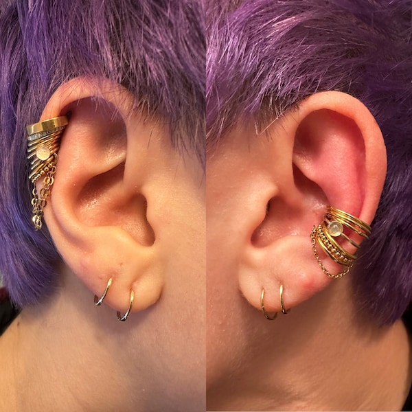 ASTM F136 Hoop With Chain Conch Hoop, Conch Earring, Conch Clicker ...