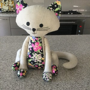 Cat Softie PDF Sewing Pattern, Scrappy Paws Stuffed Animal Pattern ...