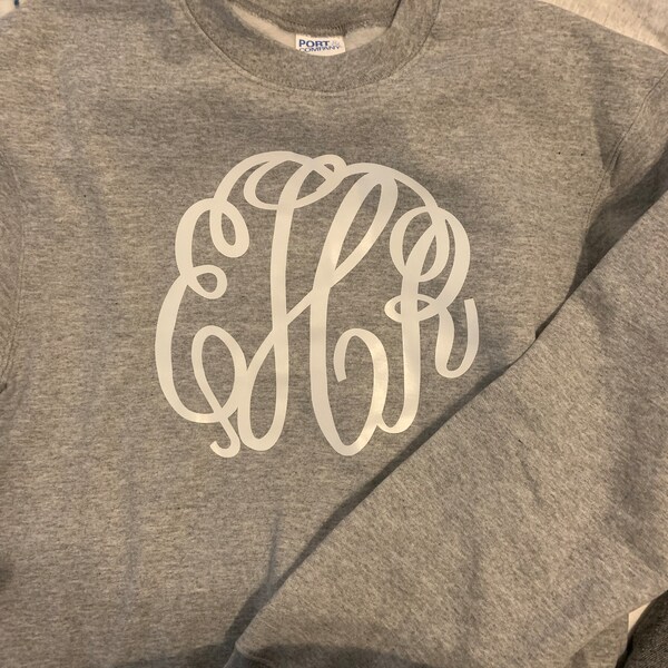 Monogrammed Kids Crew Neck Sweatshirt, Personalized Monogram Youth ...