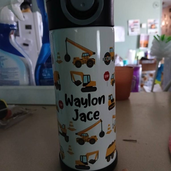 Kids Construction Water Bottle, Construction Tumbler, Kids Construction ...