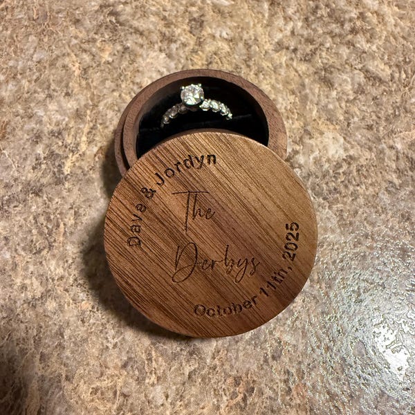 Custom Round Engagement Ring Box - Personalized Wedding Ring Box, Ring ...