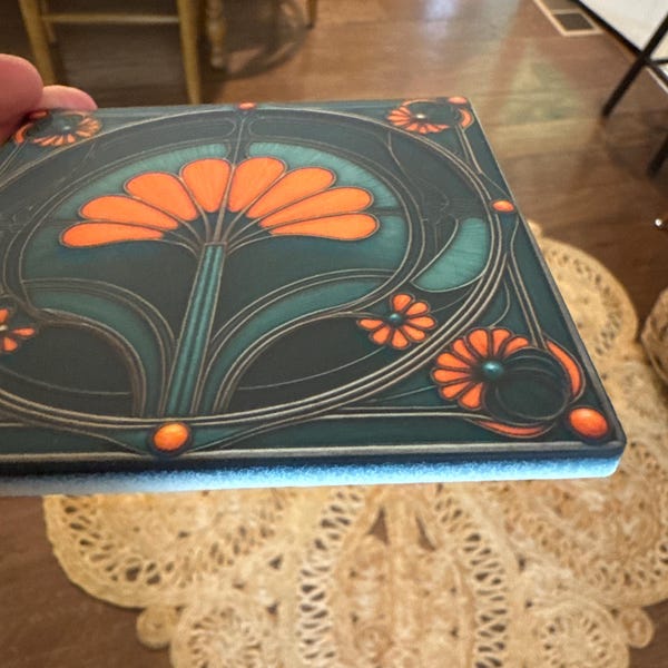 Ceramic Tile Colorful Art Nouveau Tile Wedding L Birthday L Holiday ...