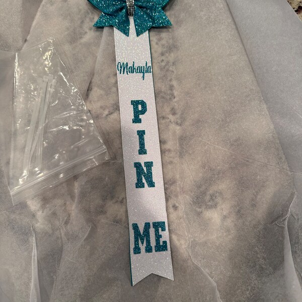 Pin Me Cheer Competition Tag Ribbons, Customizable Glitter Colors + Add ...