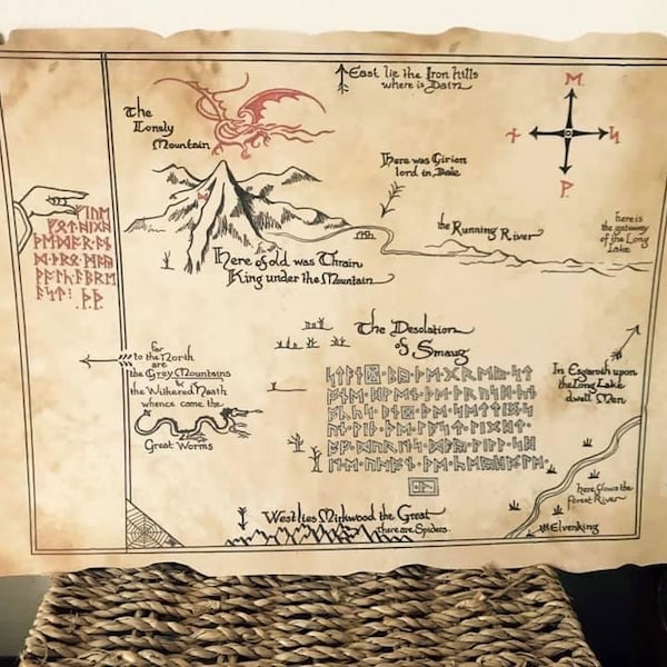 Thrór's Map, the Hobbit Inspired, Thorin's Map - Etsy