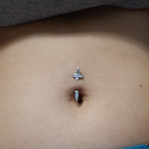 14K Solid Gold Round CZ Belly Button Ring/non Dangle Belly Button ...