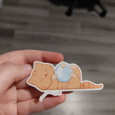 Yarn Cat Vinyl Sticker weatherproof - Etsy