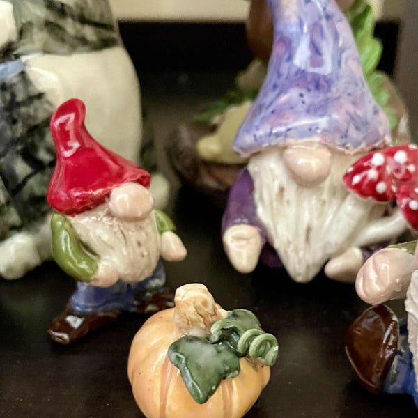 Garden Gnome Pair Tall Male Female Ceramic Hand Painted Knomes for Yard ...
