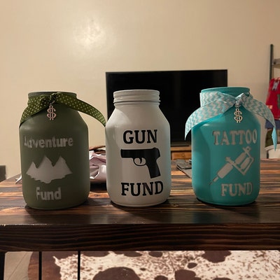 Tattoo Fund Painted Mason Jar, Tattoo Fund, Tattoo Fund Bank, Bank ...