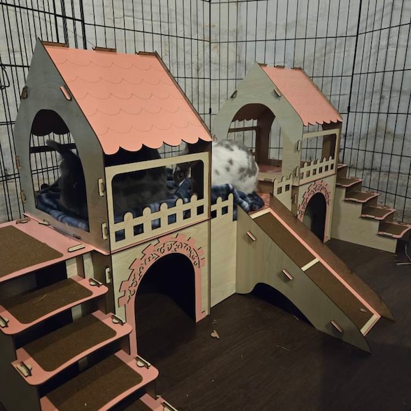 Bunny Villa With Two Rooms and Four Living Spaces, Four Compartment ...