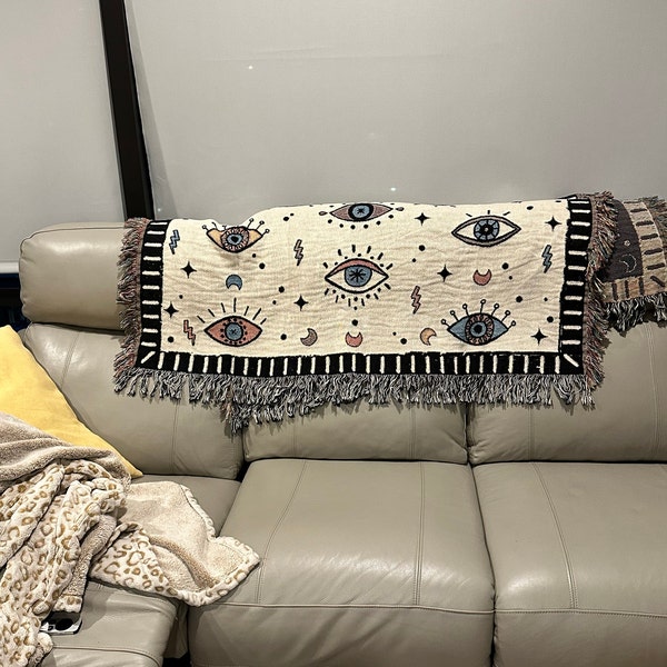 Evil Eye Blanket | Evil Eye Tapestry | Eye Throw Blanket | Cute Woven ...