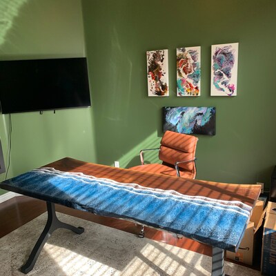 Your Custom Black Walnut Ocean Desk, Wave Desk, Beach Desk, Live Edge ...