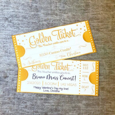 INSTANT EDITABLE Personalized Golden Ticket Souvenir Ticket - Etsy