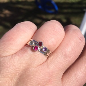 Stackable Mothers Ring Stackable Birthstone Rings Sterling Silver ...