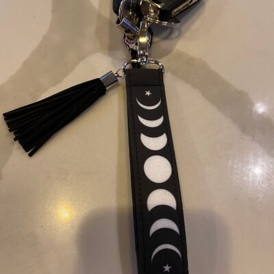 Moon Keychain Wristlet Moon Phase Key Fob Witchy Things - Etsy