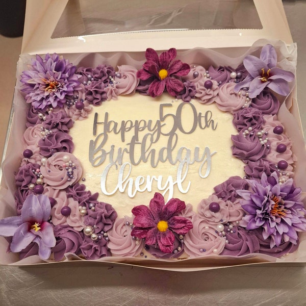 Sheet Cake Topper, Happy Birthday, Glitter Cardstock, Personalised ...