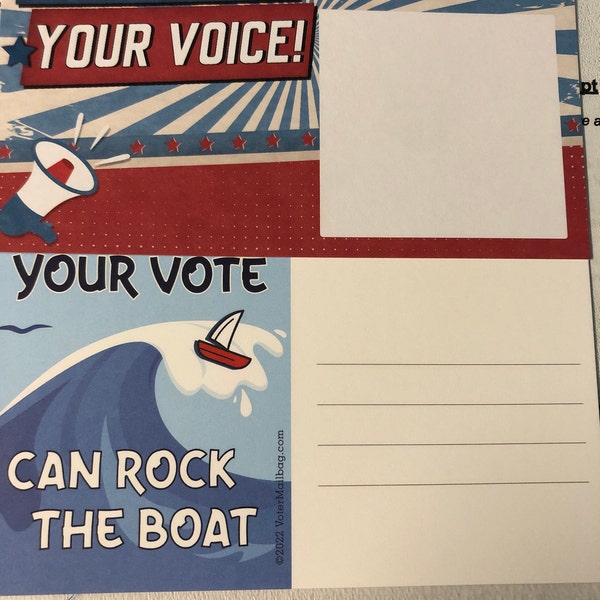 100 Bulk Voter Postcards 4x6” - Your Vote Your Voice, Red, White and ...