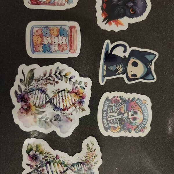 Set of 4 DNA Watercolor Vinyl Waterproof Stickers Colorful Biology ...