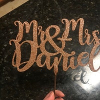 Custom Wedding Cake Topper Rose Gold Topper Mr & Mrs Cake Topper ...