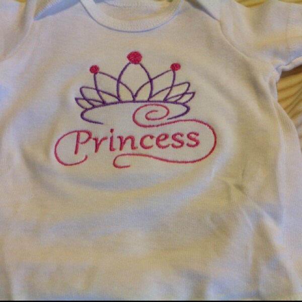 PRINCESS Machine Embroidery Design Fancy Script "princess" With Tiara ...