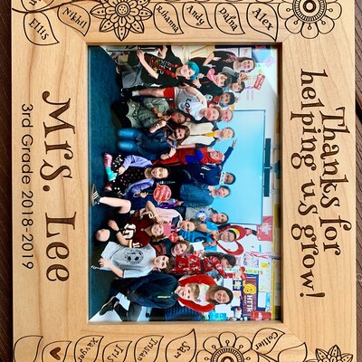 Personalized Teacher Picture Frame, Engraved Thank You Photo Wood Gift ...