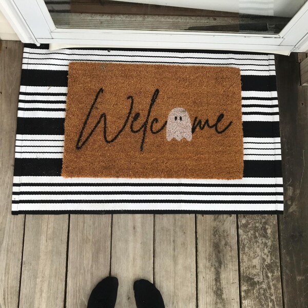 Halloween Doormat, Ghost Welcome Mat, Halloween Decor Outdoor, Boo ...