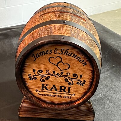 Wedding Barrel Card Box 10L, Personalized Oak Whiskey Barrel Box, Wine ...