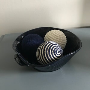 Navy Blue and Ivory Decorative Yarn Balls Decorative Balls Rope Ball ...