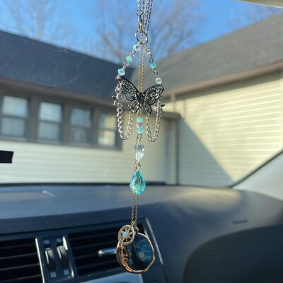 Pink Crystal Guardian Angel Car Rear View Mirror Accessories, Angel Car ...